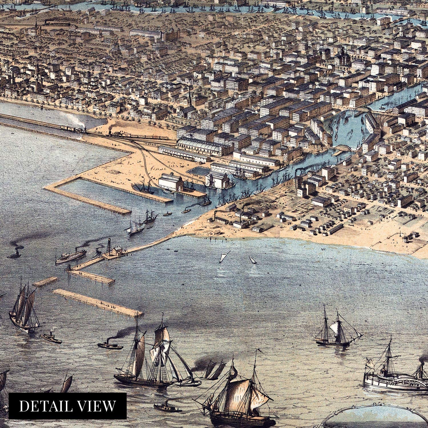 1868 Map of Chicago Wall Art Decor - Vintage Chicago Illinois USA ...