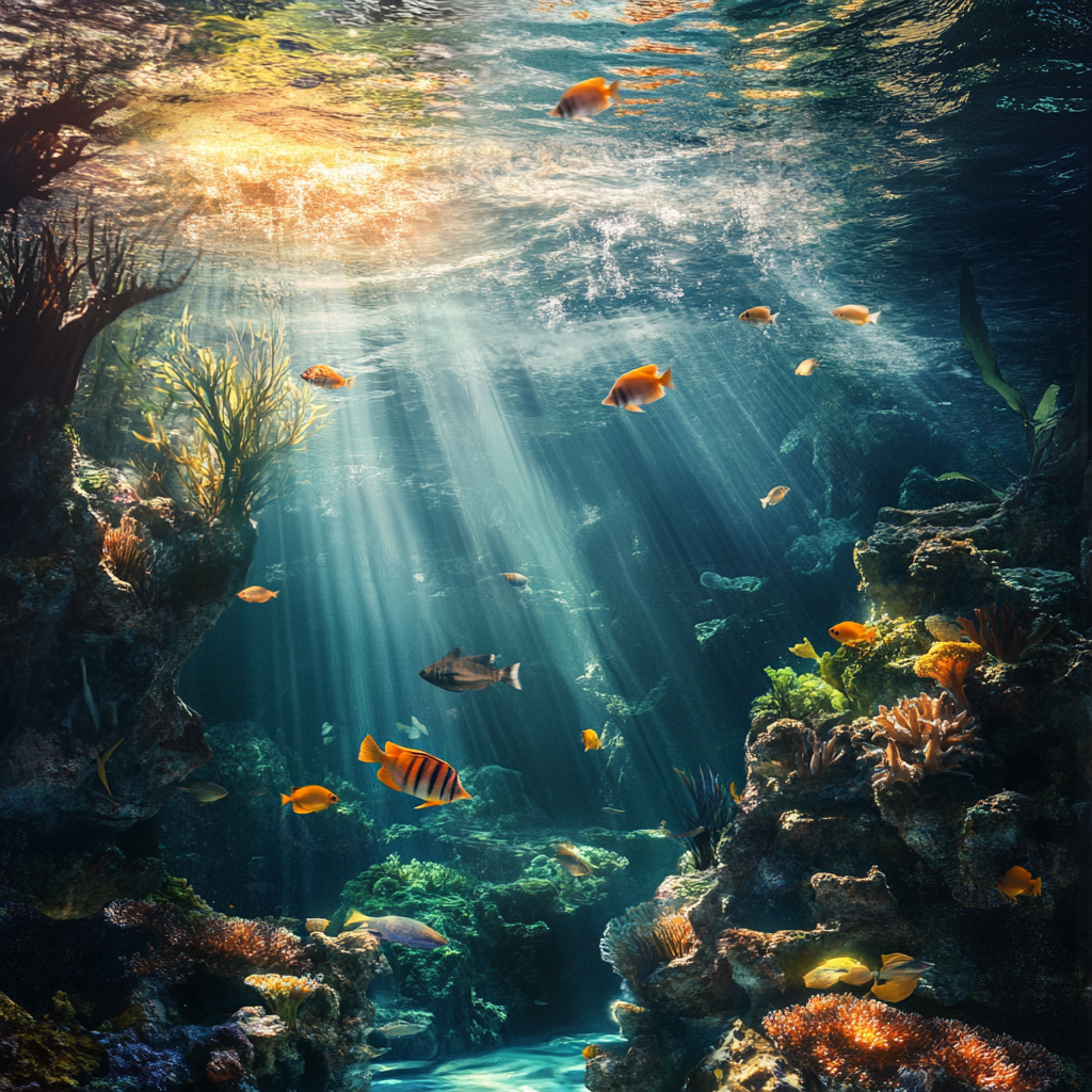 Very realistic photo of an underwater landscape with fi 81550eb4 7696 4863 a452 eca11d9858eb ...
