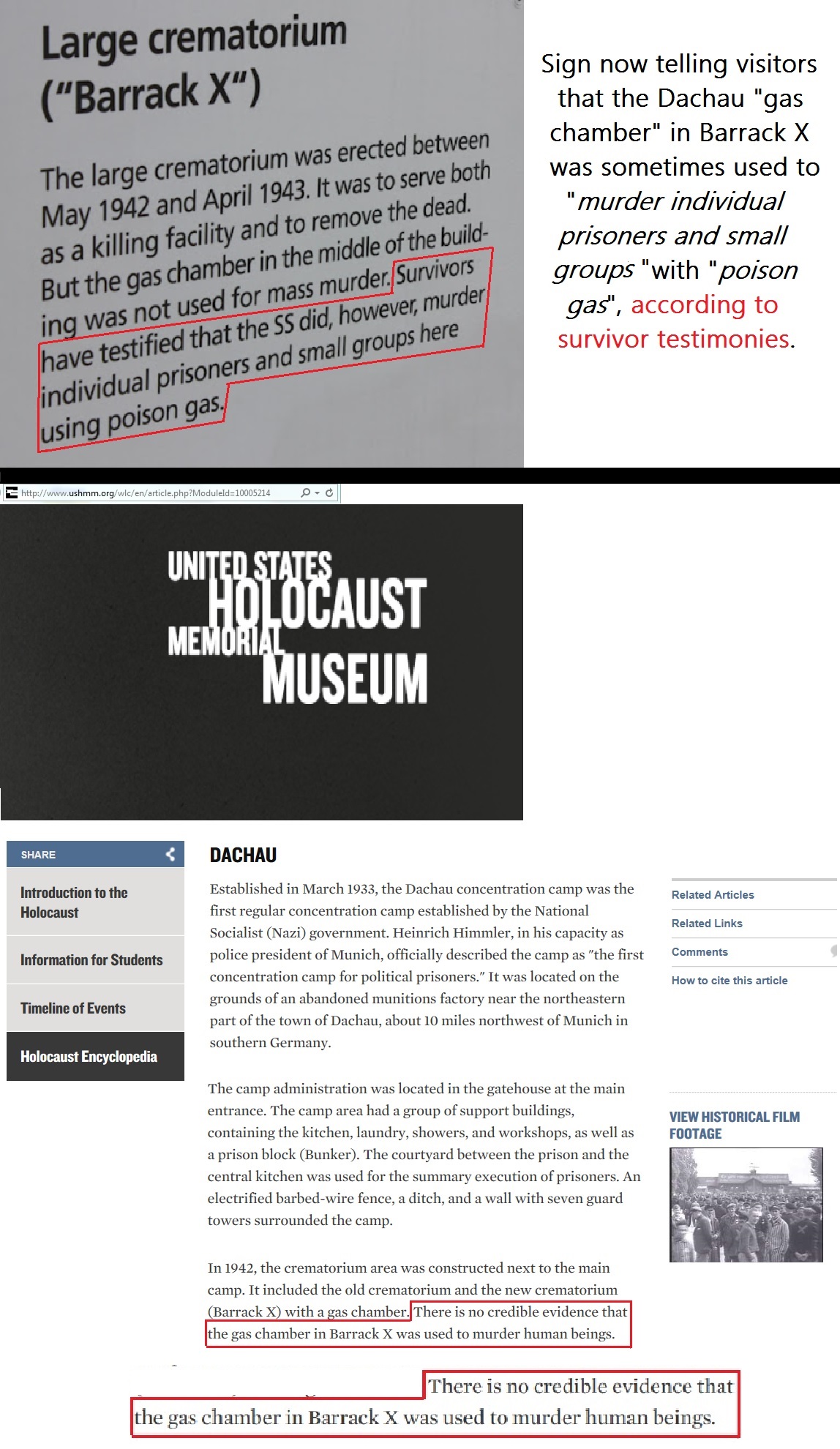 Holohoax USHMM Dachau gas chamber Survivor testimonies No credible ...