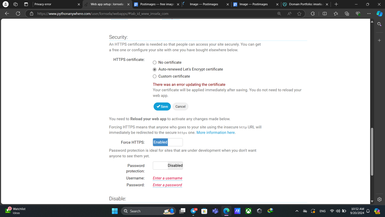 Web App Error Forums Pythonanywhere 1581