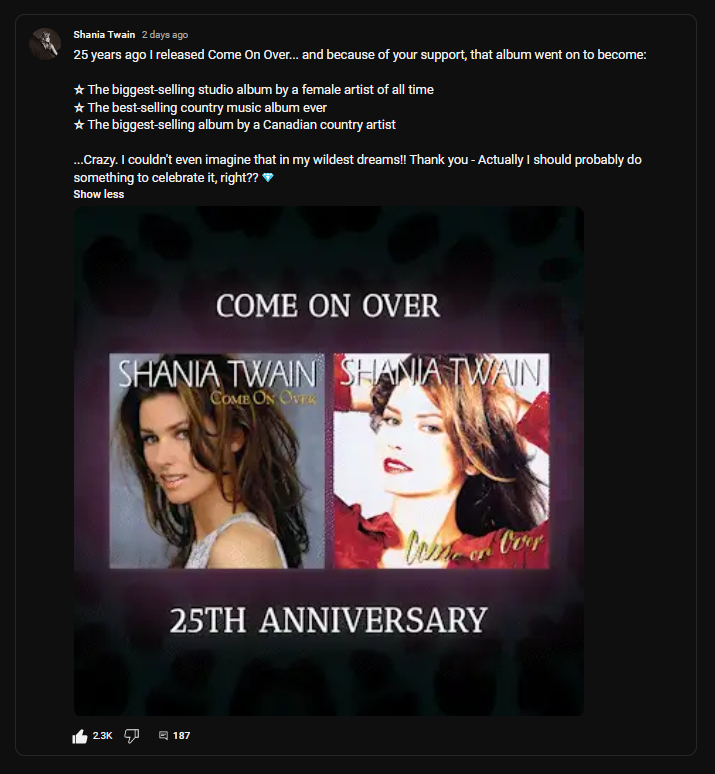 Come on Over - Shania Twain | 25th Anniversary | Steve Hoffman Music Forums