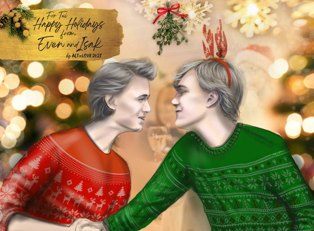 Under the Mistletoe - An Evak Christmas Card - AltErLove2021 - SKAM (Norway) [Archive of Our Own]