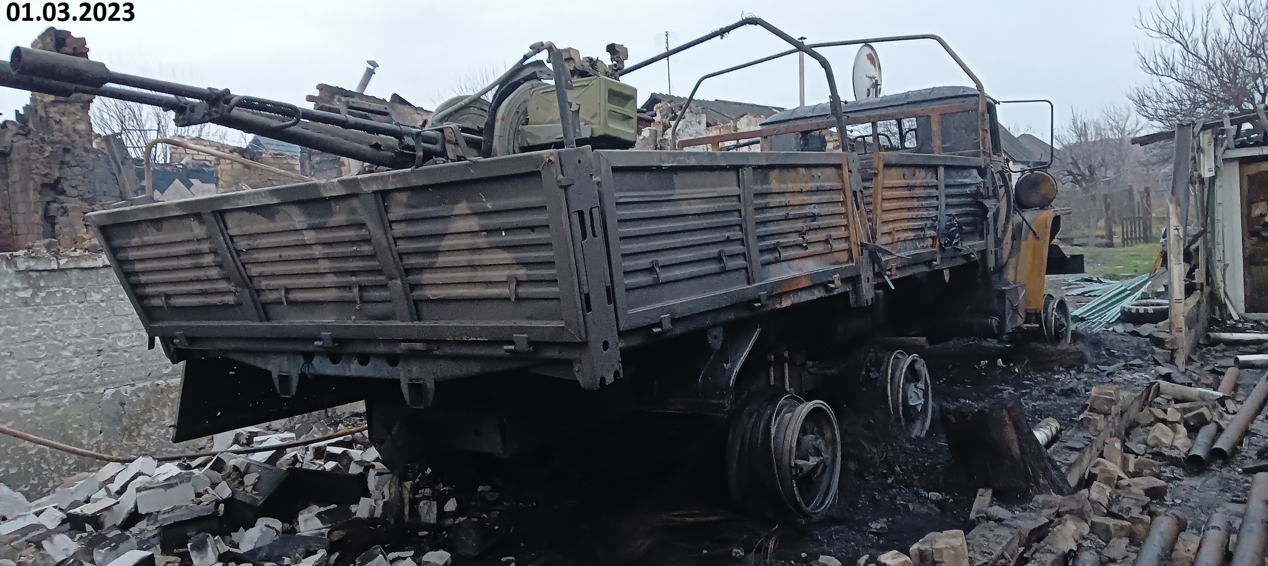 1032 Ural 4320 with ZU 23 AA gun destr 01 03 23 — Postimages
