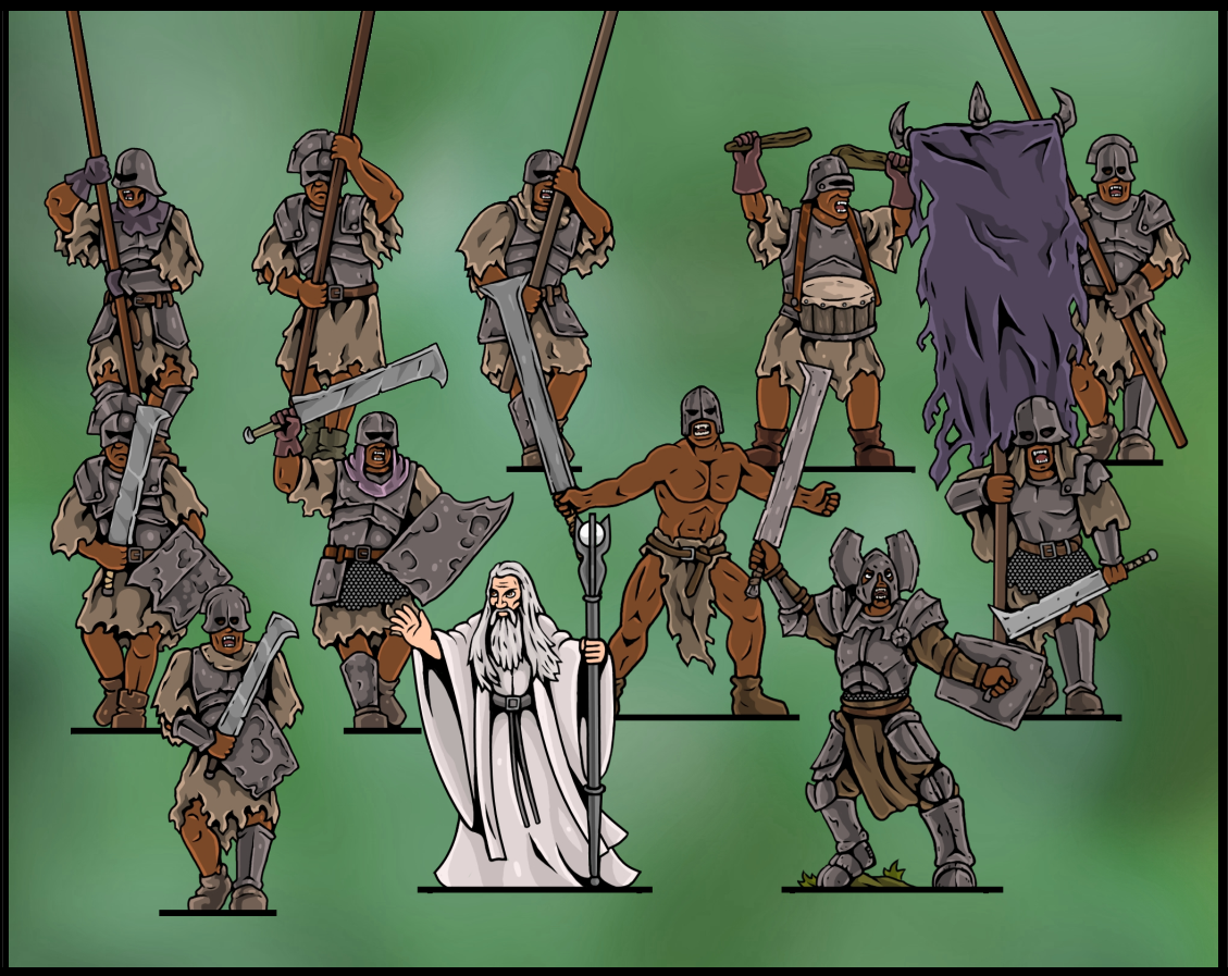 ANTOHAMMER PAPER MINIATURES MINIS BROWN ORCS HURUK HAI STANDEE 28 MM ...