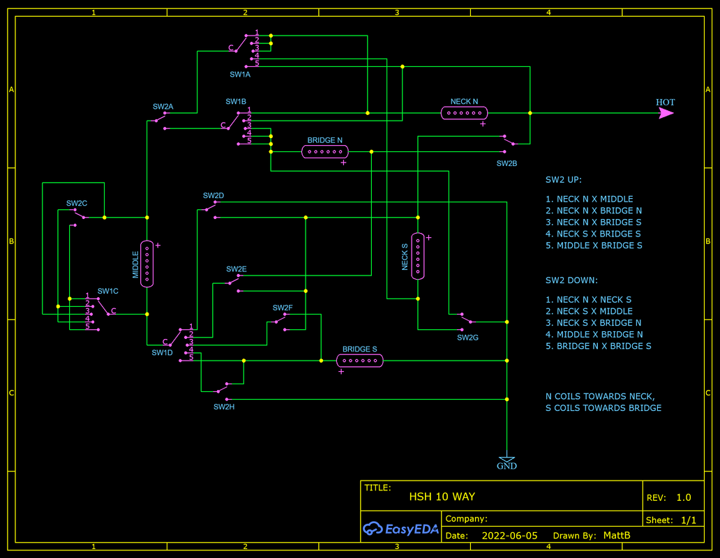 Complex HSH wiring. Wiring diagram needed 10 combination | GuitarNutz 2