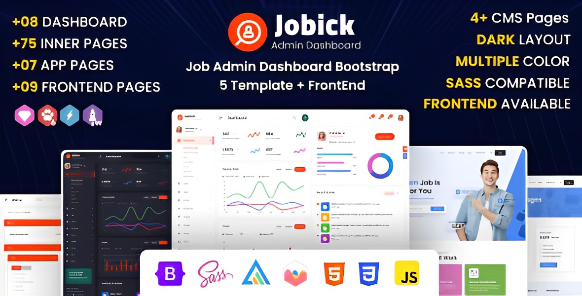 Jobick - Job Admin Dashboard Bootstrap 5 Template + FrontEnd – Bliter GPL