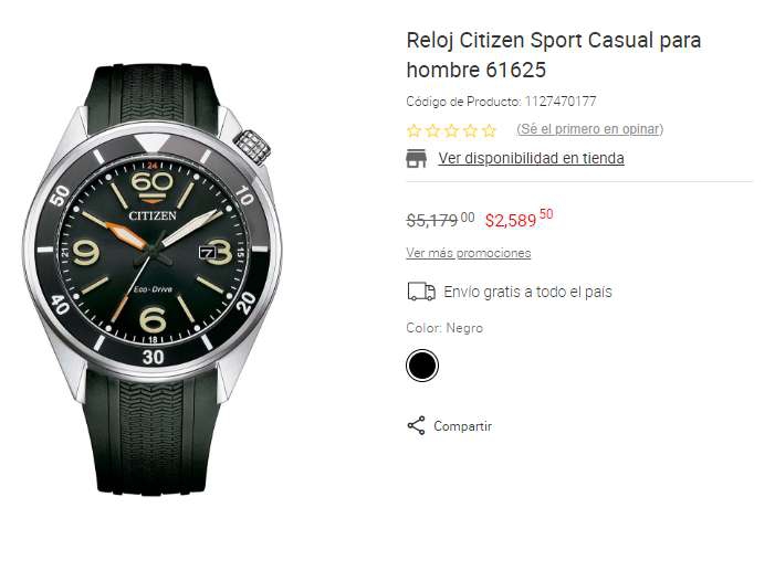 Liverpool: Reloj Citizen Sport Casual Eco Drive 61625