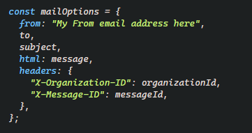 smtp - Express nodemailer custom headers not getting set in the email which is being sent to the ...