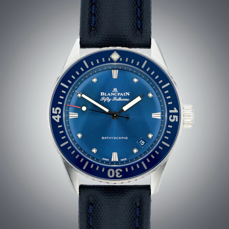 Blancpain Fifty Fathoms Bathyscaphe 38 ref 5100 1140 O52 A Blue — Postimages
