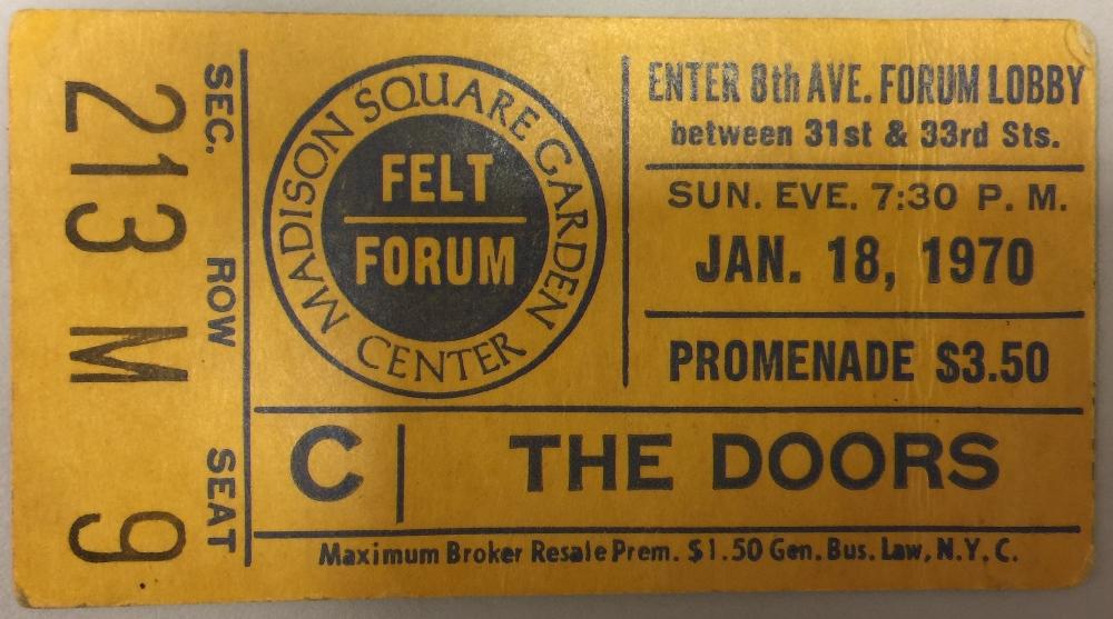 The Doors perform third show at Felt Forum in New York City 50 years ...