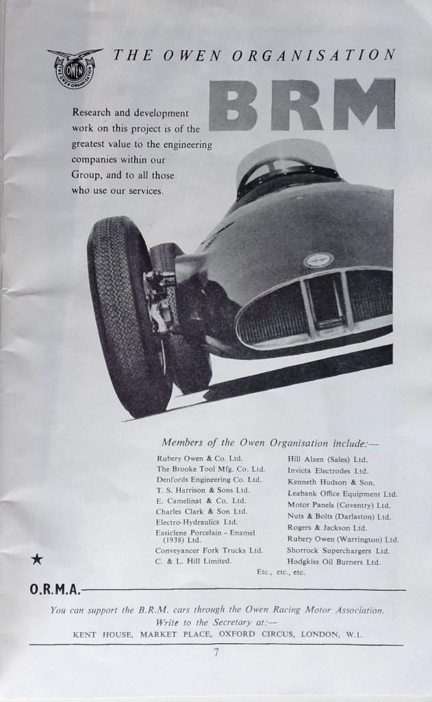 1958 Owen Org BRM advert TNF — Postimages