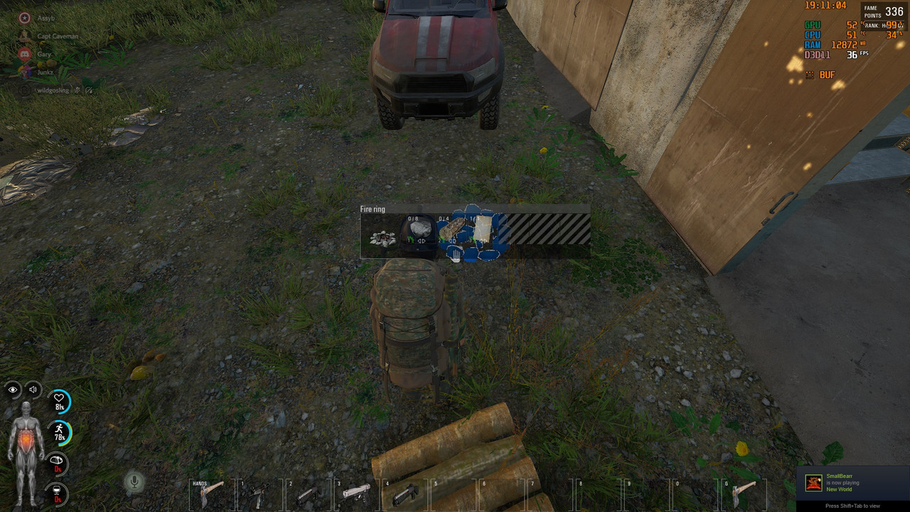 Can't attach wooden logs to craft fire ring :: SCUM Bug reports