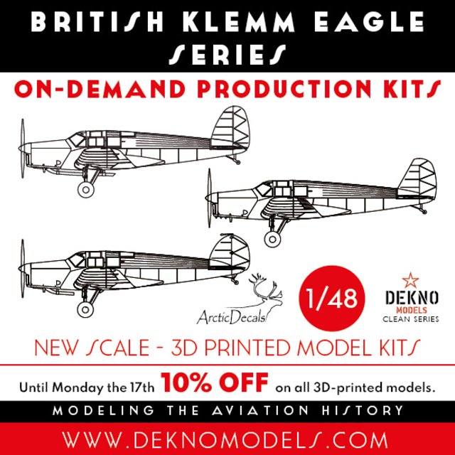 1/48 & 1/72 - British Aircraft/Klemm Eagle 2 & BK.1 3D printed kits ...
