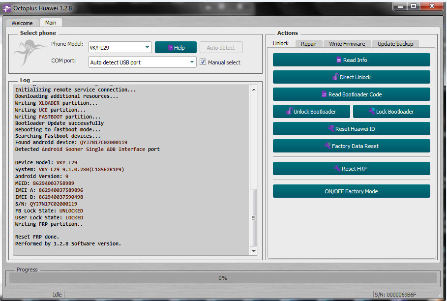 HUAWEI P10 Plus VKY-L29 UNLOCK FRP By Octoplus Huawei Tool - GSM-Forum