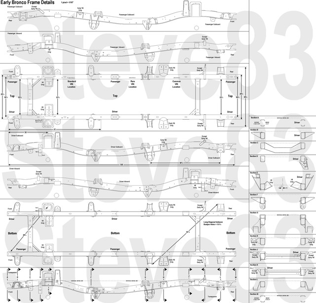 Early Bronco Frame Bracket Dimensions