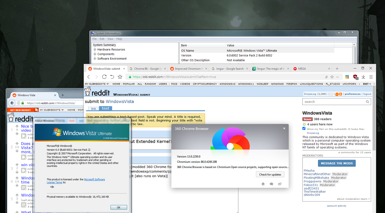 Running Vista Without Extended Kernel? Try Chrome* : r/WindowsVista