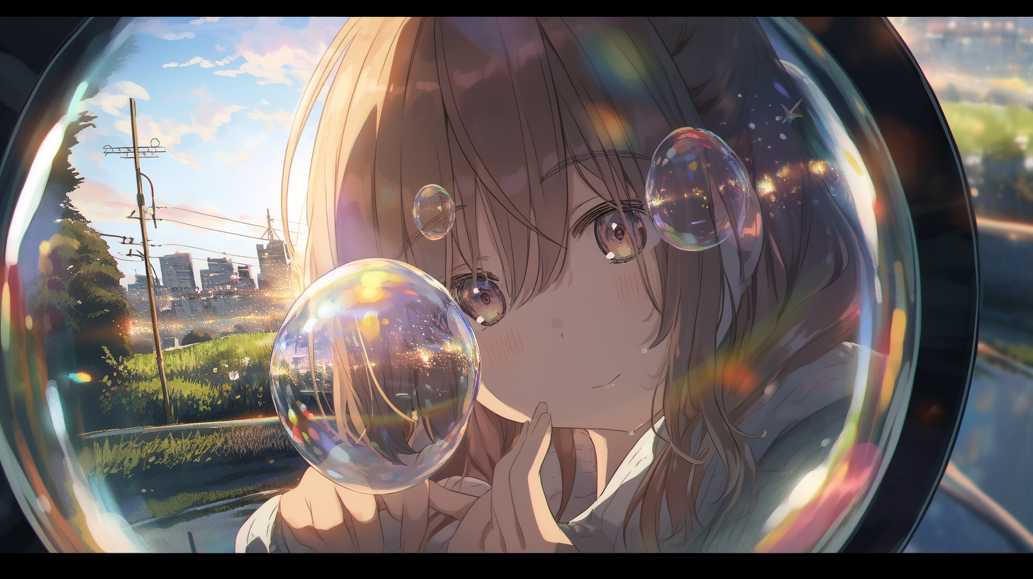 Girl reflected in a prism soap bubbles fisheye lens landscape 62f76157 75e1 4bbe 8307 ...