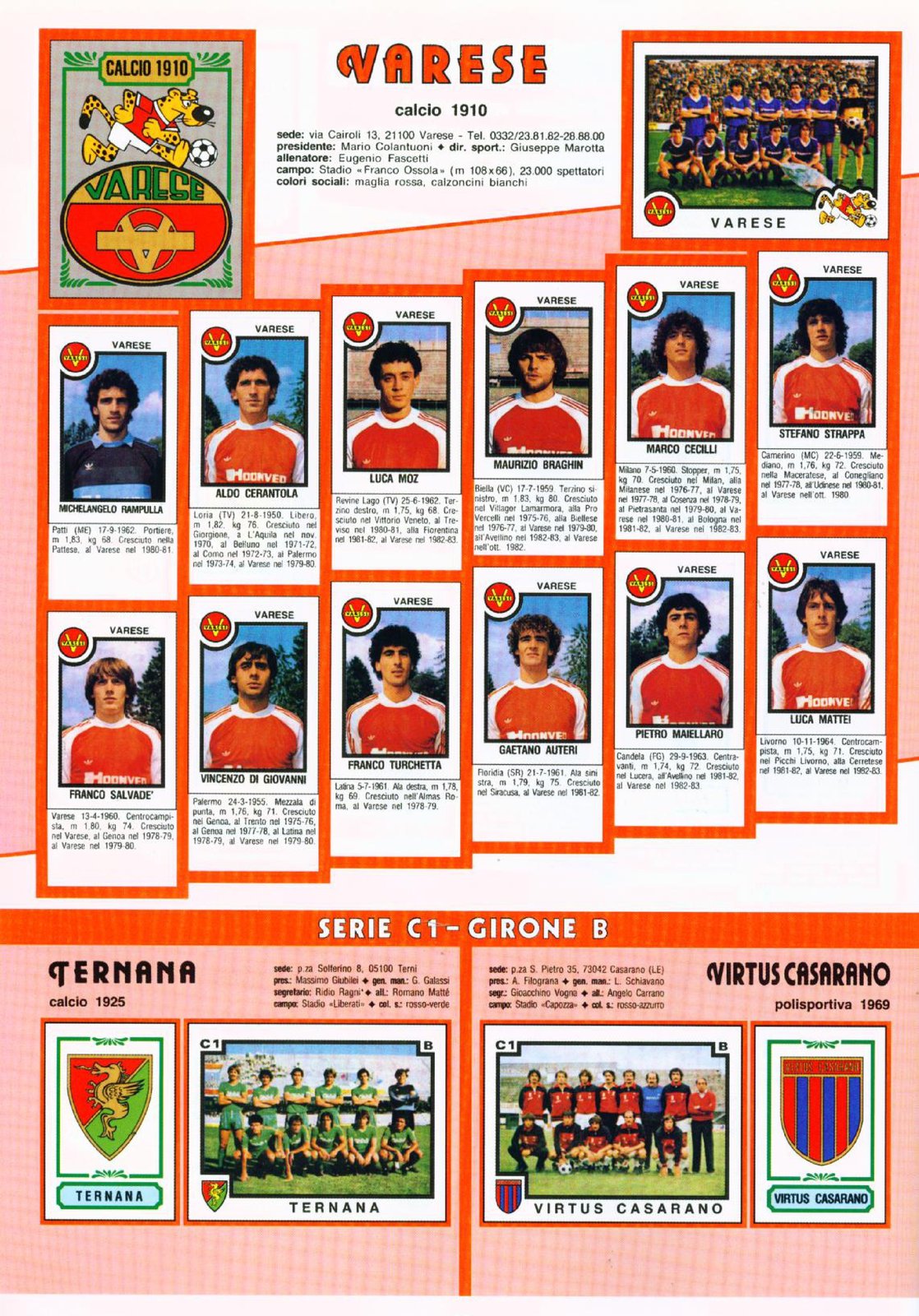 Calciatori 1982 1983 Panini 66 — Postimages