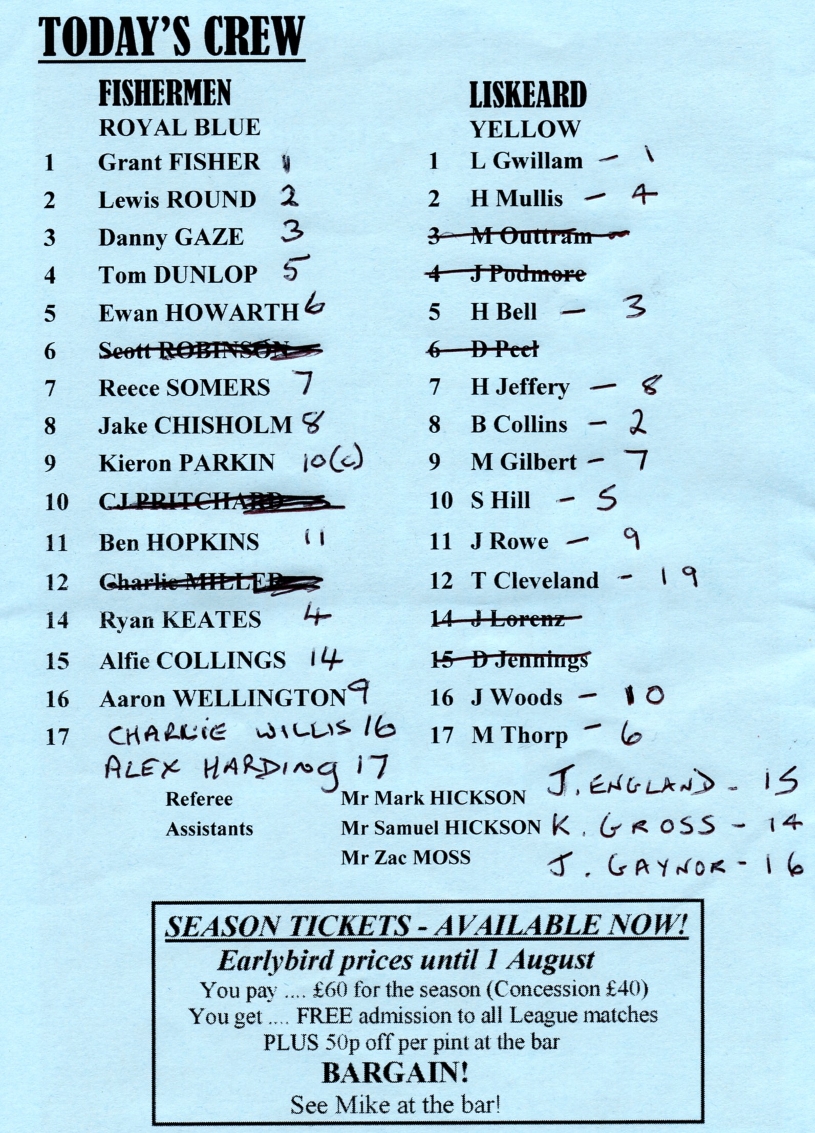 Team sheet — Postimages