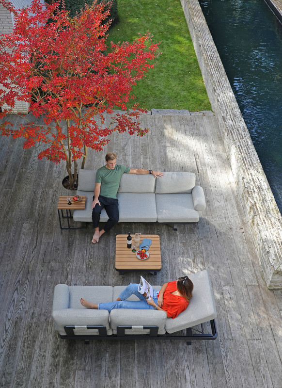 CUBE SIDE TABLE CHARCOAL ALU TEAK TOP 1 — Postimages