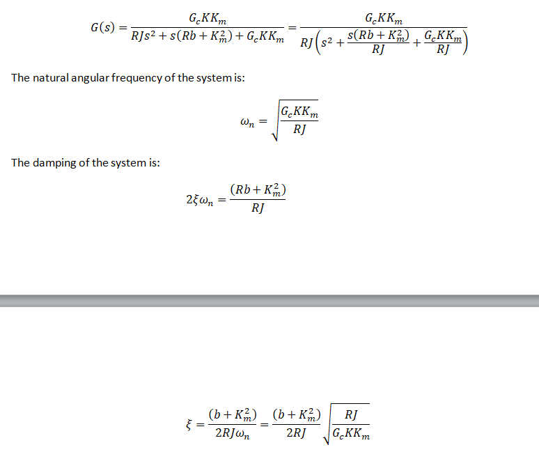 Settling time calculation for a second order control system with a ...