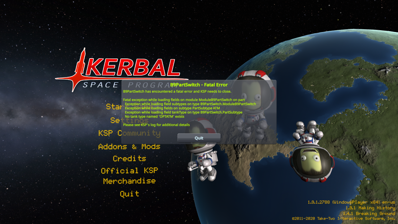 guys i need help, the game crashes because of b9partswitch - KSP1 Technical Support (PC, modded ...