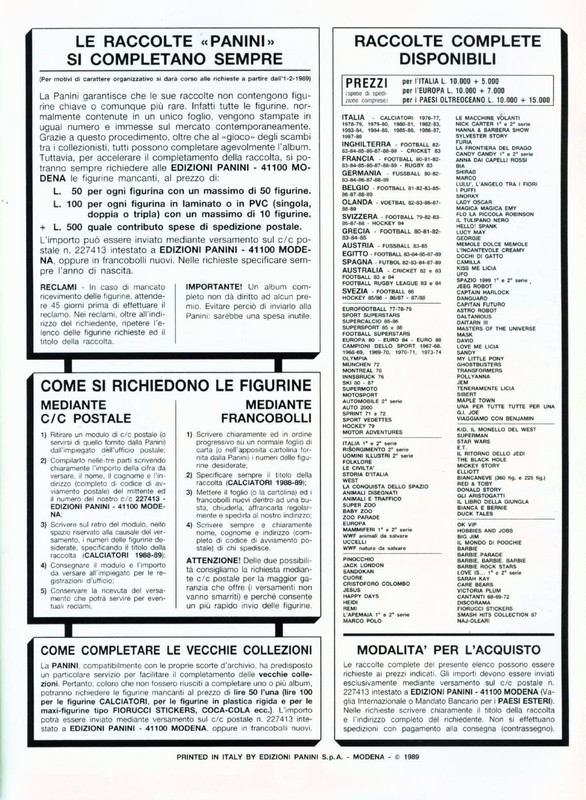 Calciatori 1988 1989 Panini 71 — Postimages