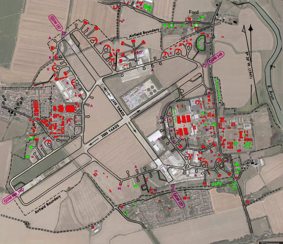 RAF Flugplatz Ford in Google Maps mit Skizze — Postimages
