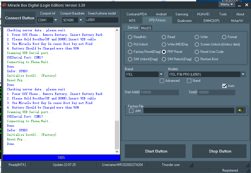 Itel P36 Pro Frp lock Remove Done By Miracle Login Edition 3.39 ...