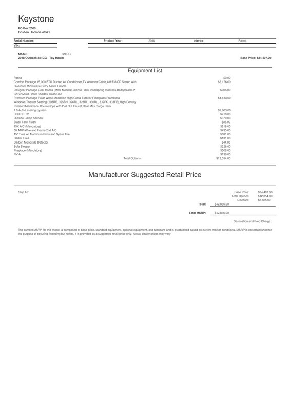 2018 keystone RV MSRP — Postimages