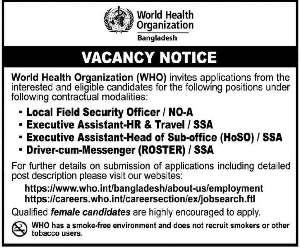 World Health Organization Job Circular 2024 - who.int