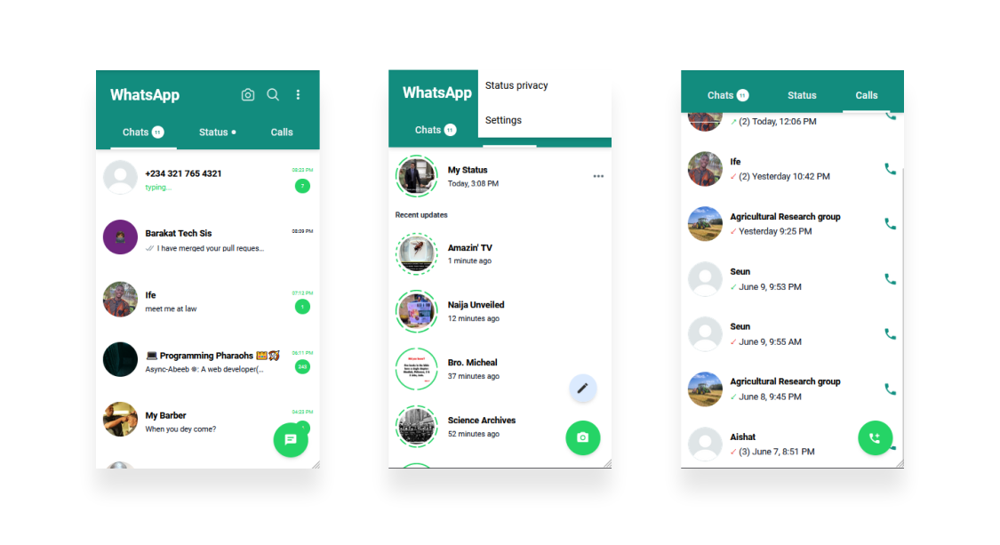 GitHub - Sovrano28/Whatsapp-UI-Clone: Design and developmenent of Whatsapp UI