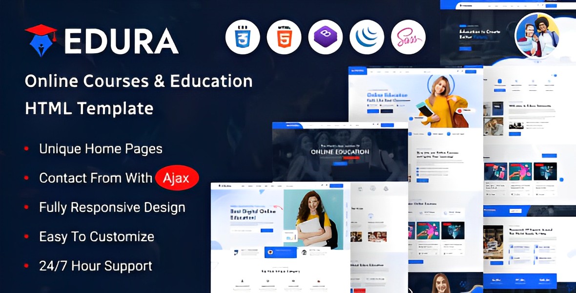 Edura – Online Courses & Education HTML Template + RTL – Bliter GPL