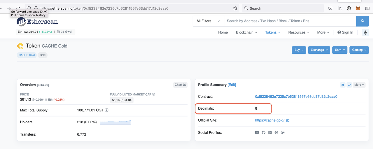 Incorrect number of token decimals in the Coin Market Cap Token List ...