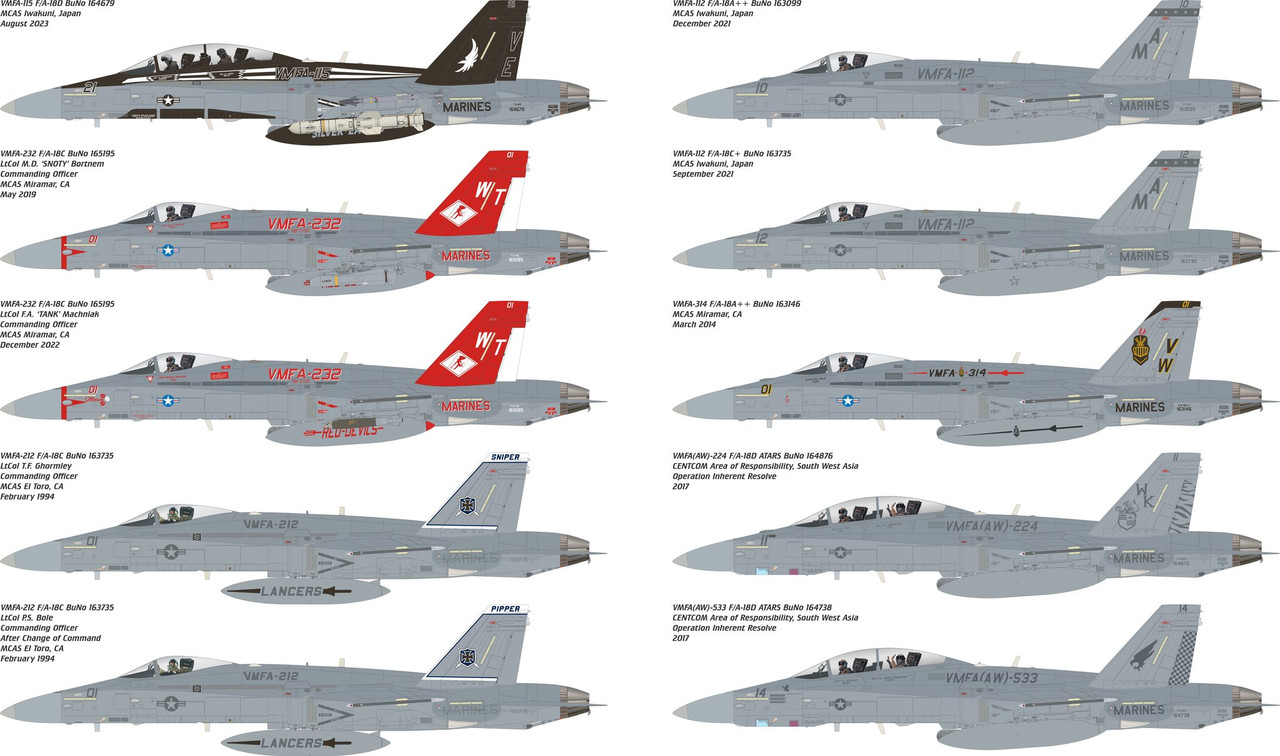 Flying Leathernecks Decals FL18001 Big Scale Harriers (1/18th for the ...