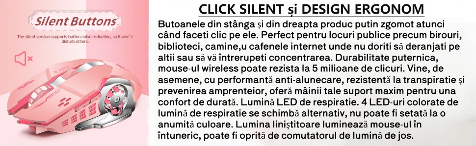 Mouse gaming, Excitat®, Receptor USB, 7 culori cu LED-uri, Mouse ...