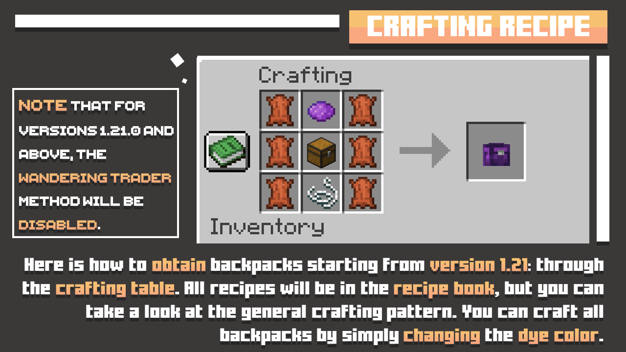 Backpacks! Bring all the items you want with you 1.21.1 Minecraft Data Pack