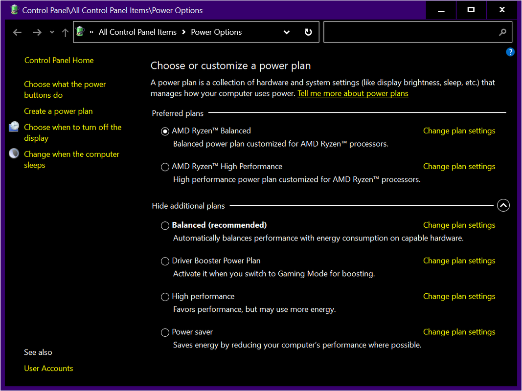 Control panel power options — Postimages