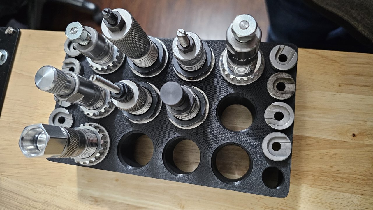 I designed a reloading die and shell holder organizer, and 3d printed it.