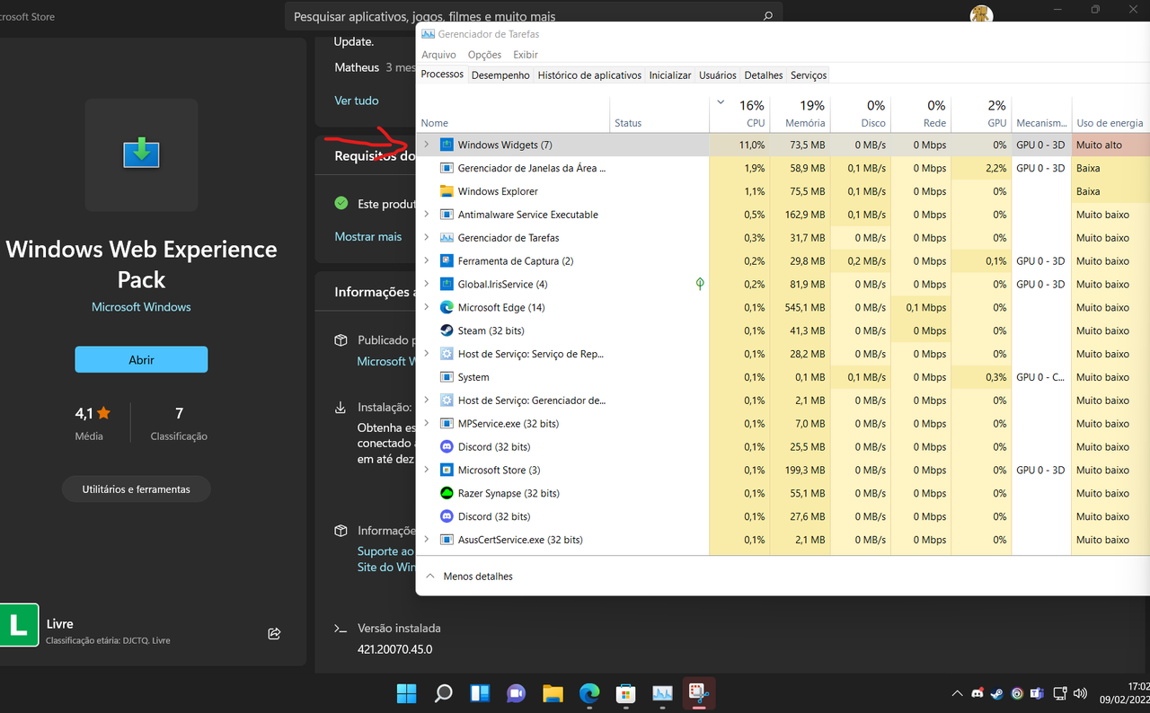 Widgets not working after latest "Windows Web Experience Pack V. 421 ...