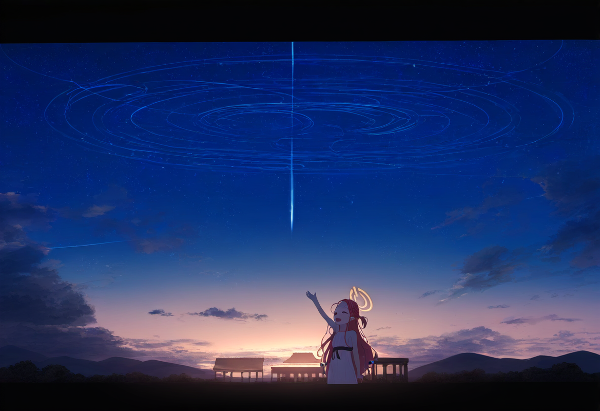 1girl, yuzu (blue archive), blue archive, scenery, Dreamlike, depth of ...