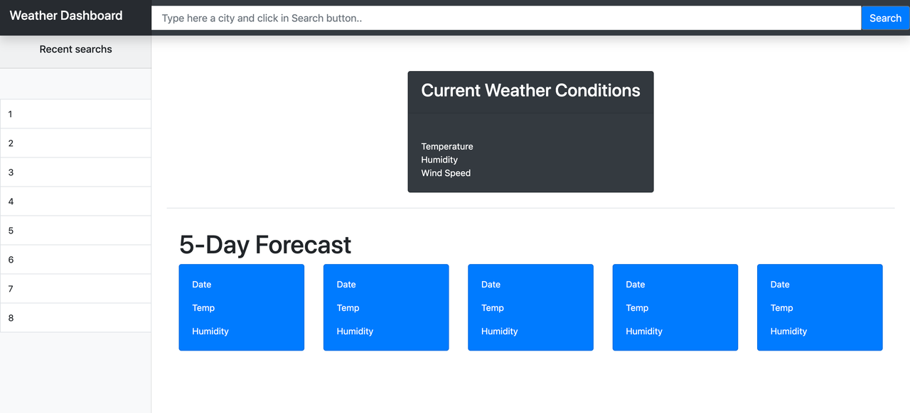 GitHub - manuelramireztech/week-06-weather-dashboard: Week 06 Weather ...