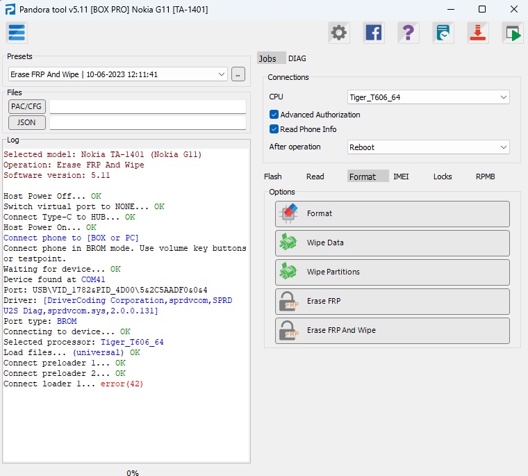 GSM-Forum - Nokia G11 Erase FRP And Wipe... Connect loader 1... error ...