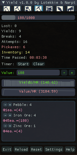 Addons/Yield: An Ashita v3 addon that allows you to track and edit gathering metrics within a ...