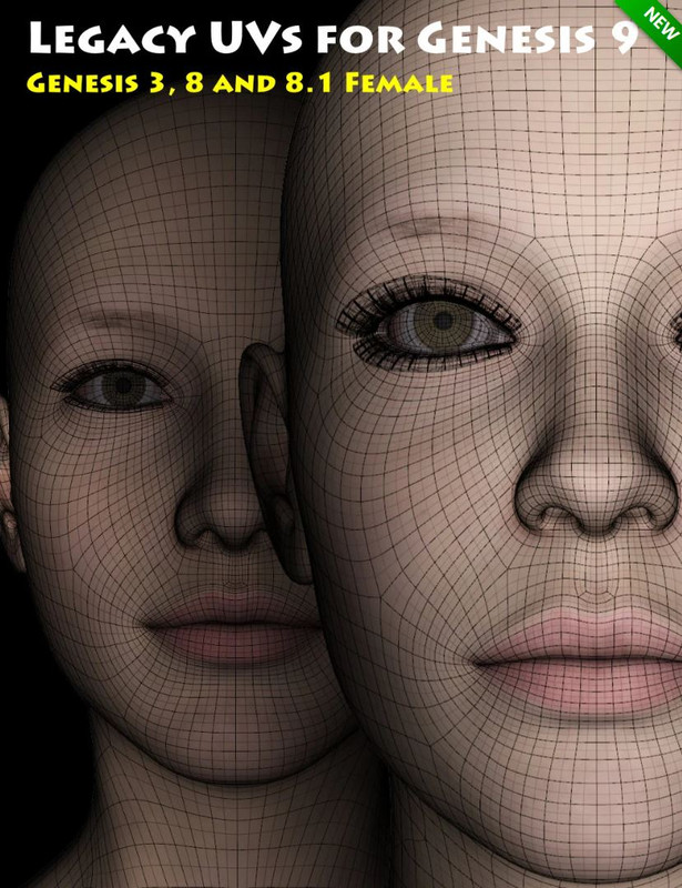 Legacy UVs For Genesis 9: Genesis 3, 8, And 8.1 Female 2025 - Free Daz 3D Models