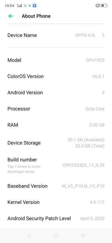 OPPO MTK [A1K-CPH1923] Patch April 2020 Screen Locks Reset Done Without ...