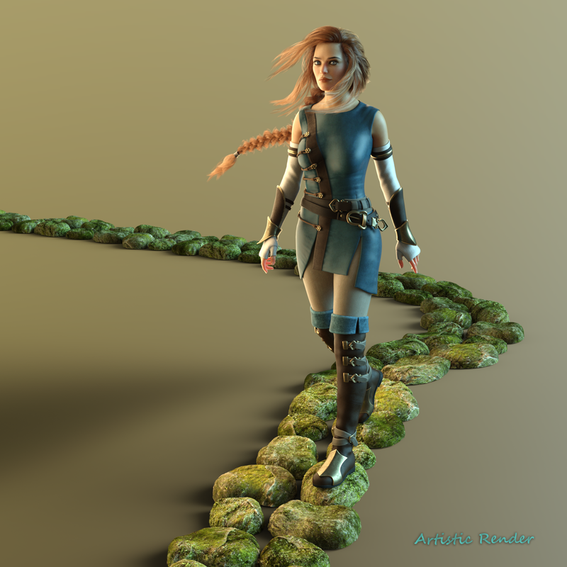 Mossy Stone Path Kit 2025 - Free Daz 3D Models