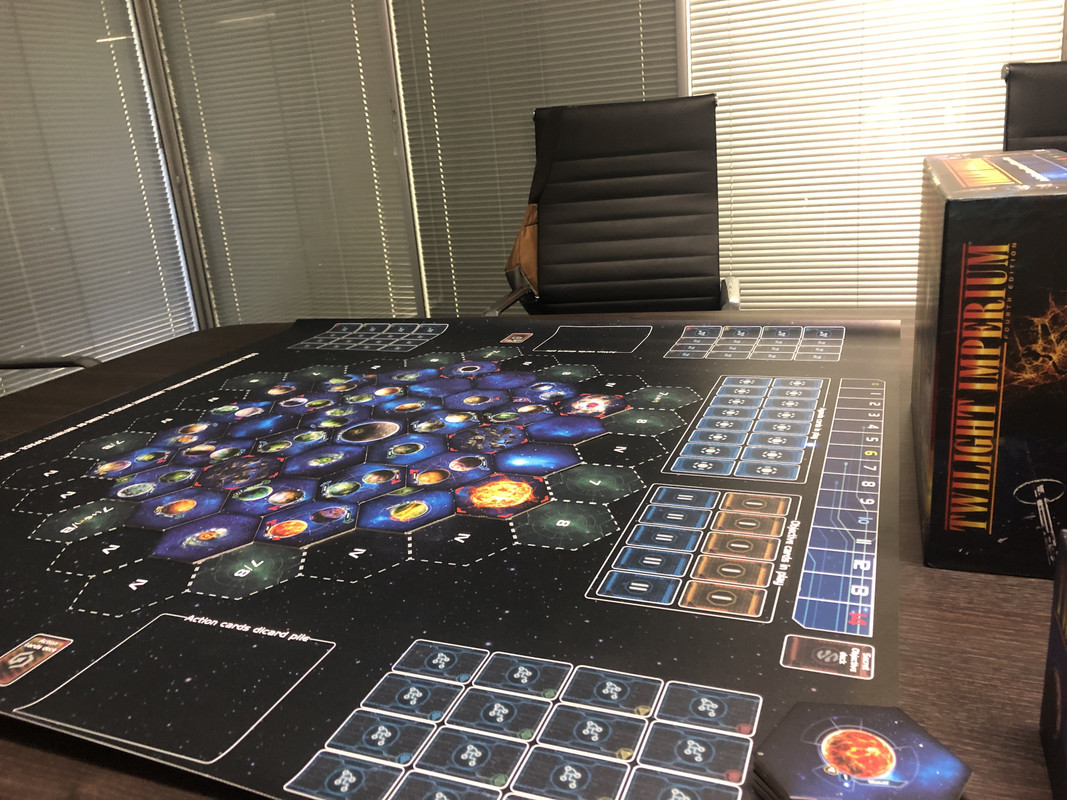 Ti4 playmat is here! Left the 4th ring in case we decide to spice it up ...