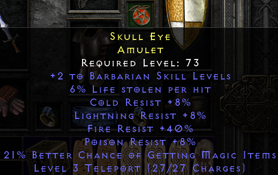 Sexy Barb Amulet - Tp Charges / High Resist / Mf + - Topic - d2jsp
