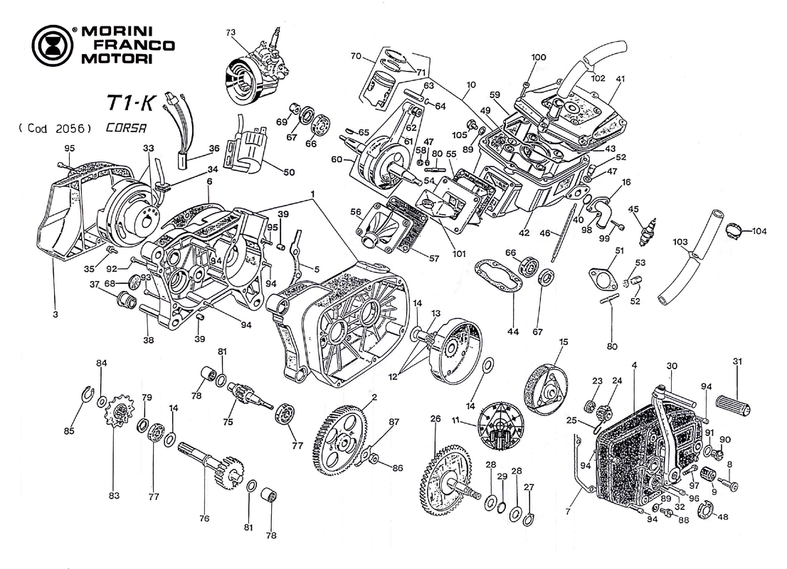 p 21 Motore T1 A K Corsa raffreddato aria esploso — Postimages